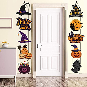 Halloween Porch Signs Paper Happy Halloween Hanging Door Sign for Halloween Gate Garden Front Door Home Outdoor Yard Party Decor Supplies
