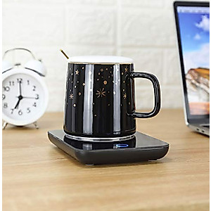 Misby Mug Warmer & Mug Set, Coffee Warmer for Desk Warmer for Desk Auto Shut Off Warmer Plate for Office Home Use, Beverage Warmers with Mug Lid for Water, Tea, Cocoa, Milk Temp Control (Include Cup)