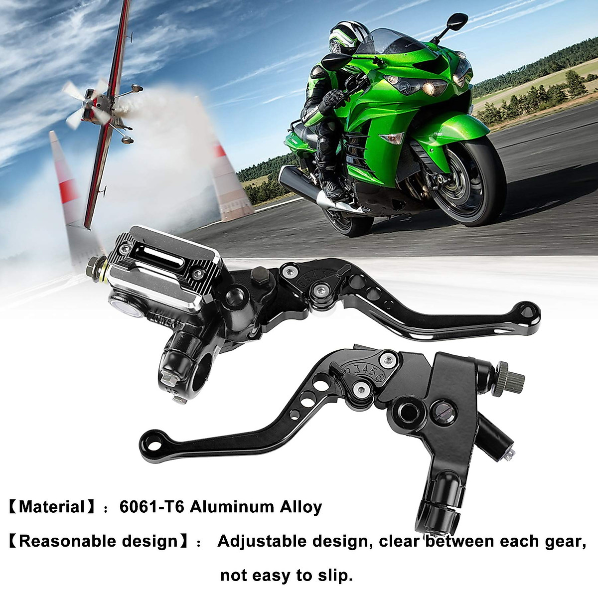 MRELC Universal Motorcycle 7/8" 22mm Handlebar Brake Master Cylinder Clutch Lever CNC Left & Right Set Compatible with Harley Honda Kawasaki Suzuki Yamaha（ Piston Diameter 12.7mm(Black)