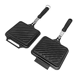 SYCOOVEN Sandwich Maker, Non-stick Grilled Sandwich and Panini Maker Pan with Handle, Double Sided Frying Pan Grilled Cheese Maker Flip Pan for Breakfast Toast Panini Waffle