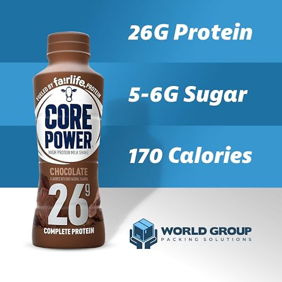 Fairlife Core Power 26g Protein Milk Shakes, Variety Pack, Vanilla and Chocolate Flavor, Ready To Drink for Workout Recovery, 14oz (Pack of 12) By World Group Packing Solutions