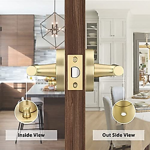 Haidms 6 Packs Gold Heavy Duty Door Handle Interior,Privacy Door Lever Handle, Bathroom Door Handles Interior, Modern Bedroom Door Handle