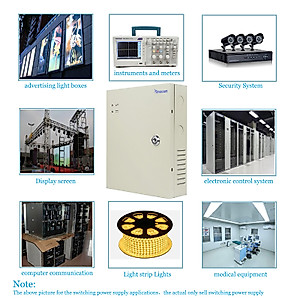 Xenocam 16 Channel Port 12V DC 10 Amp Amper with Glass Fuse Distributed Power Supply Box for CCTV DVR Security System and Camera or IP Cameras