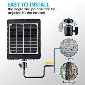 Solar panel, 3W portable solar panel kit, 8000mAh large capacity, 12V/9V/6V output 5V input, IP66 waterproof suitable for homes, solar lights, camping, trail camera, fishing