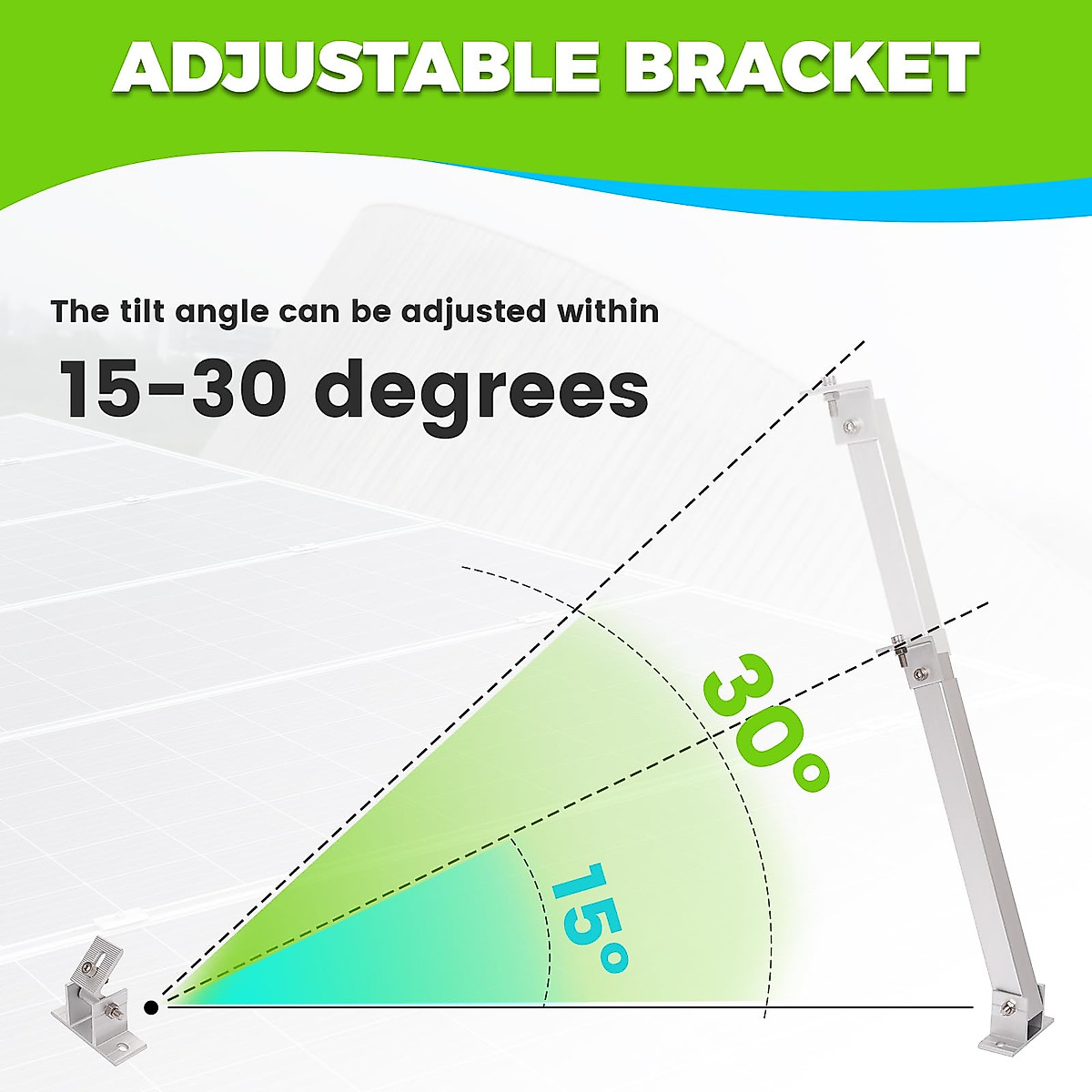 KUAFU Adjustable Solar Panel Tilt Mount Brackets Support up to 300W Solar Panel for Boats, RV, Roof on-Grid/Off-Grid Systems and Any Flat Surface Telescopic Bracket Solar Panel Pole Mount