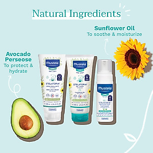 Mustela Stelatopia Eczema-Prone Skin Bath Time Gift Set - Baby Skin Care Essentials - with Natural Avocado & Sunflower Oil - 3 Items Set