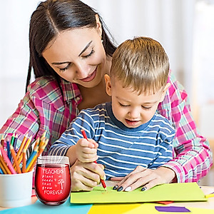 Patelai Teacher Appreciation Gift Teachers Plant Seeds That Grow Forever Wine Glass, Novelty Stemless Wine Glass for Women Friend Coworker, Inspirational Birthday graduation Thank You Gift, 15 Oz