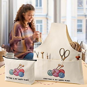 EYxsaxenk Travel Knitting Wrist Bag - 2Pcs Knitting Crochet Tote Bag with Zipper Bag Lightweight Yarn Storage Bag Organizer Women Gift Set for Holding Yarn Crochet Hook Needles Knitting Supply