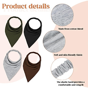 Gjinxi Elastic Scarf Headband 4Pcs Triangle Bandana 13 Inch Large Boho Head Scarves Non Slip Headpiece Summer Hair Kerchief Wraps Solid Color Stretch Hair Accessories Fit Teen Girls Travel Party