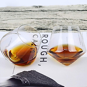 URMAGIC Rolling Whiskey Glasses, Hand-Blown Stemless Whiskey Glasses with Semi-spherical Base,8.5Oz Clear Cocktail Glasses,Whiskey Tumblers,Tumbler Down Bar Glasses,Gifts for Men