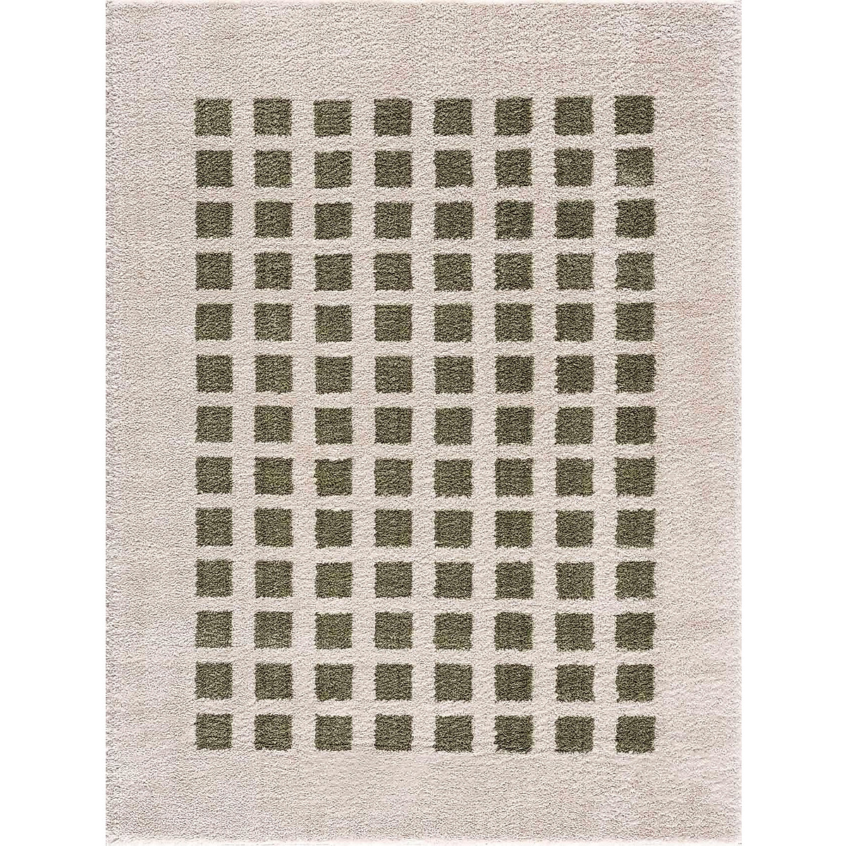 Hauteloom Baback Checkered Area Rug - Modern Geometric Square Tiles Carpet for Living Room, Kids Room, Nursery - Machine Washable - High Pile - Peach, Lime Green - 7'10" x 10' (8x10 Area Rug)