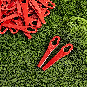 Honoson Plastic Machine Trimming Blades Replacement Plastic Blades Accessories Trimmer Grass Mowing Nylon Blades Garden Lawn Mower Accessories Tools Compatible for PolyCut 2-2 (50, Red)