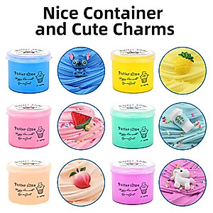 WUHUANIU Slime Kit with 6 Pack Scented Slime,Watermelon /Unicorn /Latte /Pineapple /Blue Stitch/Peach Slime,Super Soft and Non-Sticky,Surprise Slime Toys for Girls and Boys