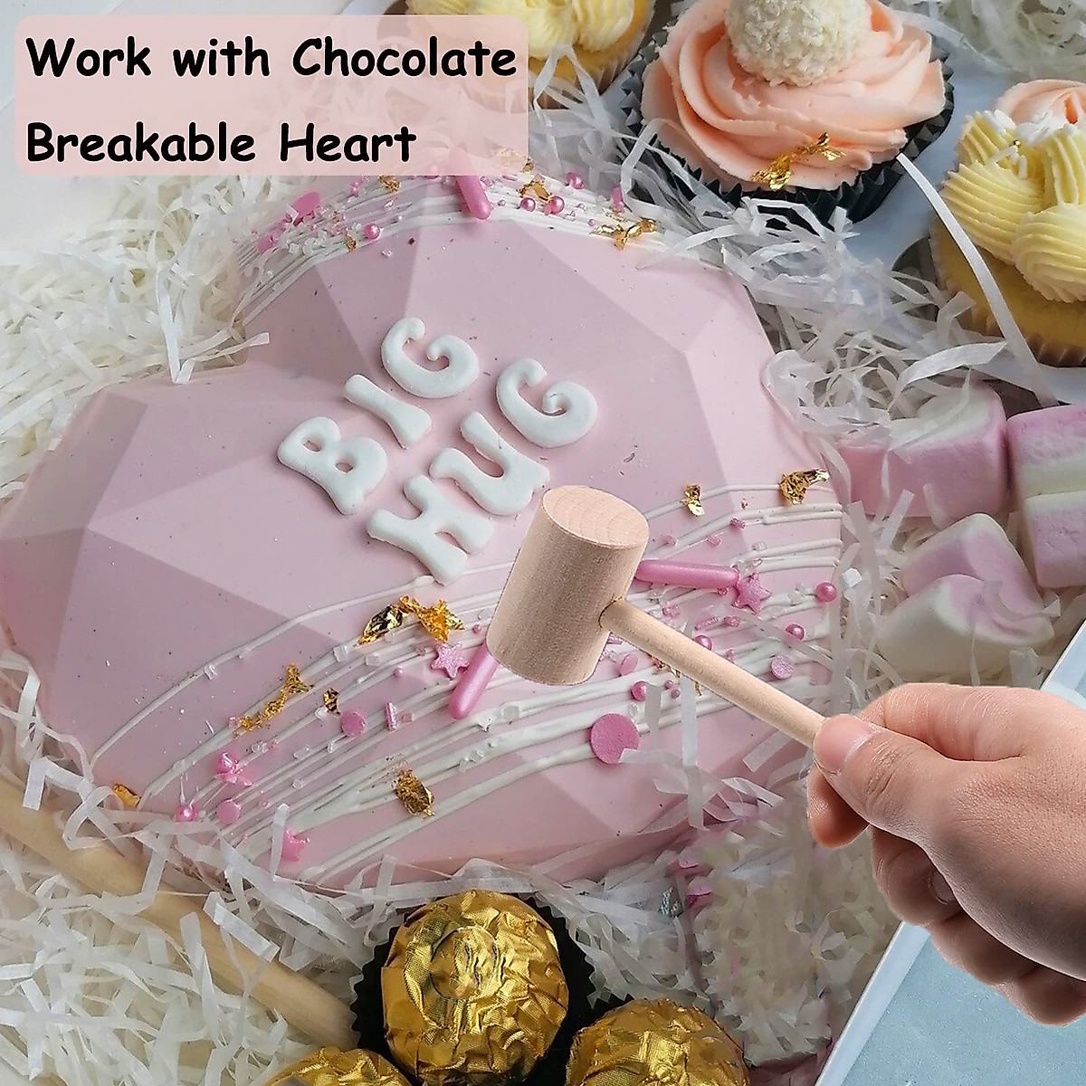 16 Pack Mini Wooden Hammer for Chocolate Breakable Heart, Seafood Shellfish Crab Lobster Cracking Tool, Small Solid Hardwood Mallet, Craft Tools, Party Game Props