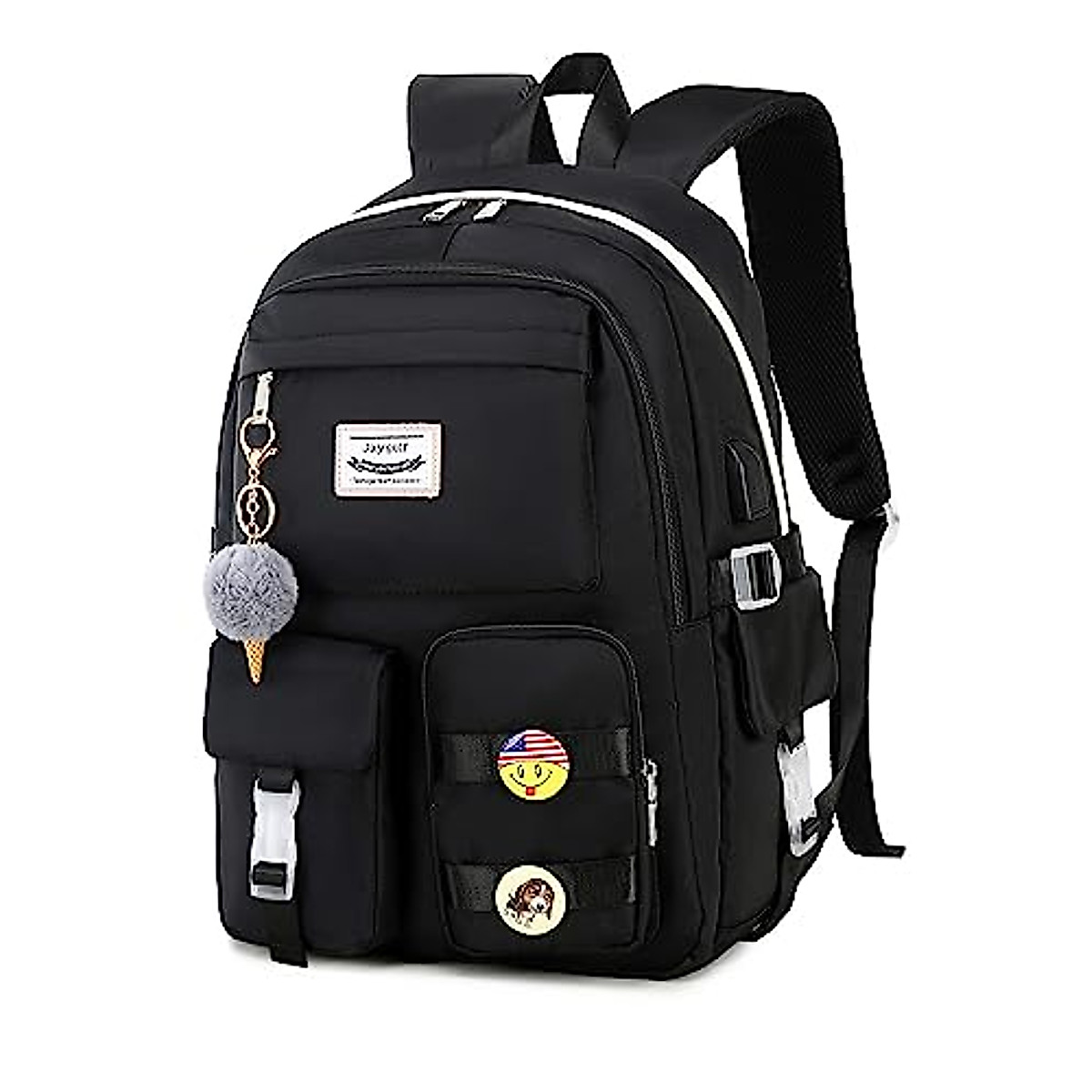 Jaygulf Waterproof Women Laptop Backpack Set Casual Girls Daypack Set Black