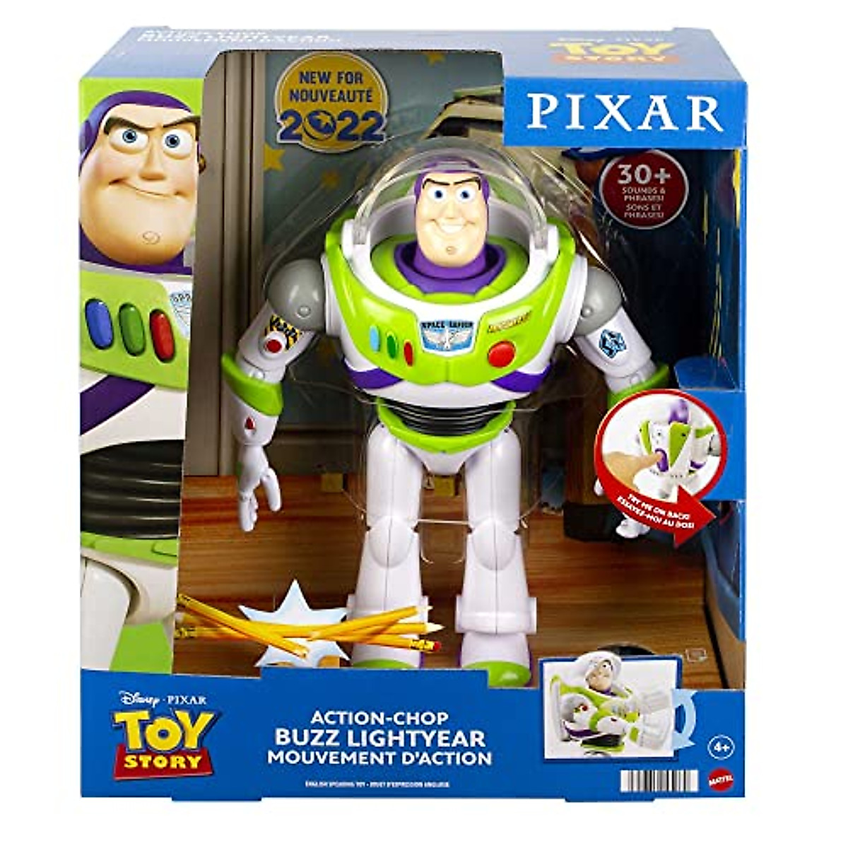 Mattel Toy Story 4 Movie Toys, Buzz Lightyear Talking Action Figure with Karate Chop Motion and 20 Phrases and Sounds