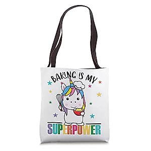 Baking Is My Superpower Cute Unicorn Is Baking Cupcakes Tote Bag