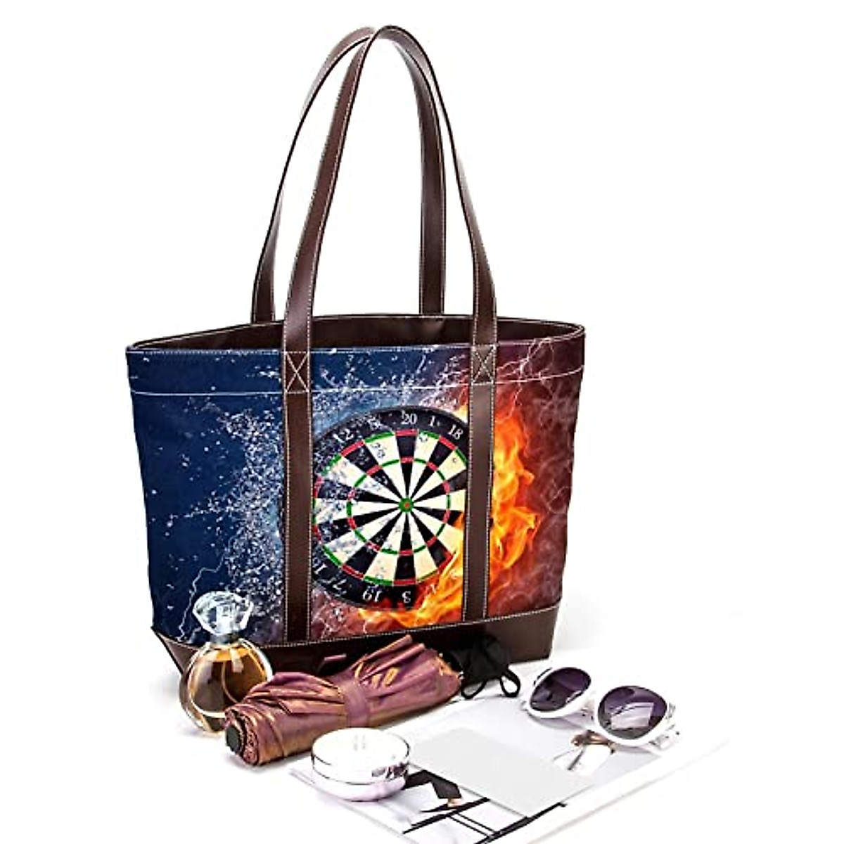 Water and Fire Dart Tote Bags Large Leather canvas Purses and Handbags for Women Top Handle Shoulder Satchel Hobo Bags