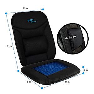 Sojoy Truck Seat Cushion with Firm Lumbar Support,Gel Seat Cushion with Upper Lower Back Support Pillow for Office,Car,Truck, Pain Relief Coccyx Seat Cushion