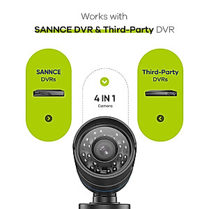 SANNCE 1080P Security Camera AHD/TVI/CVI/CVBS 4-in-1 CCTV Camera IP66 Weatherproof Analog CCTV Surveillance Bullet Camera Indoor Outdoor, 100ft Night Vision, No Power Supply and Cable, Only A Camera
