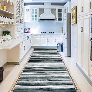 TUOJINRUIDA Abstract Runner Rug Carpet for Hallway with Non Slip PVC Dot Backing 2' x 12' (60 x 360 cm) Anti Skid Laundry Runner Rug Mat for Kitchen Entryway Living Room