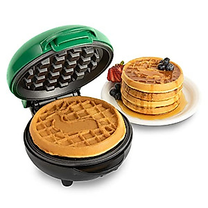 Nostalgia MyMini Personal Electric Reindeer Waffle Maker, 5-Inch Cooking Surface, Waffle Iron for Hash Browns, French Toast, Grilled Cheese, Quesadilla, Brownies, Cookies, Green
