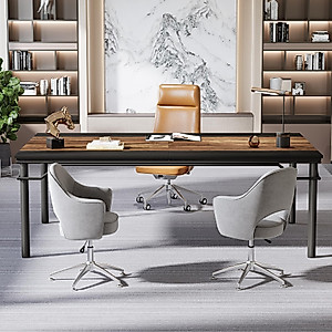 Tribesigns 78.74-Inch Computer Desk, Extra Large Executive Office Desk Workstation, Modern Simple Style Laptop Desk Study Writing Desk Business Furniture for Home Office(Rustic Brown/Black)