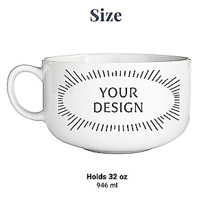 Let's Make Memories Personalized Ceramic Oversized Bowl - Holds 32 oz. - w/Handle - Blue