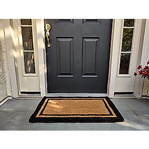 Kempf Black Border Coco Coir Doormat - Heavy Duty Doormats - 22" X 36"