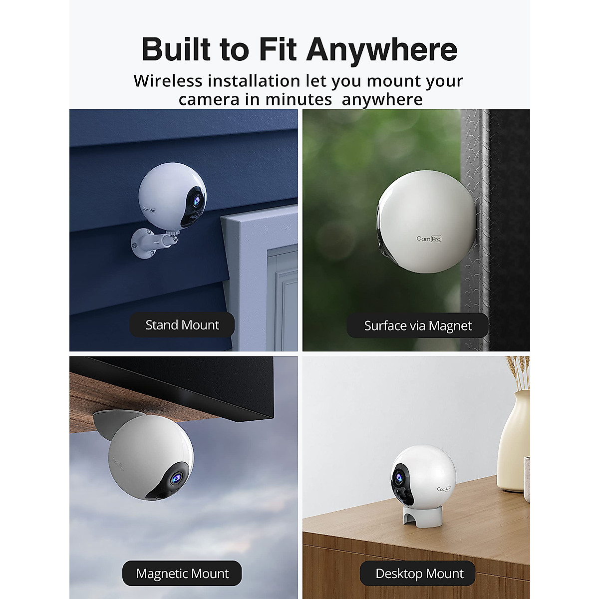 5-Star Compatible Inkjet Cartrige Security Camera Wireless Outdoor, Add on Camera for VA-HS003，WiFi Battery Indoor&Outdoor Camera, IP66 Waterproof, IP Cam with Two-Way