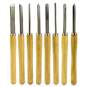 Bastex Professional Quality Wood Turning Chisel 8 pcs Set Included Lathes: 2 Skew 1 Spear Point 1 Parting 1 Round Nose & 3 Gouge Tools for Wood Working Professionals or Hobbyist. Starter Pack Kit
