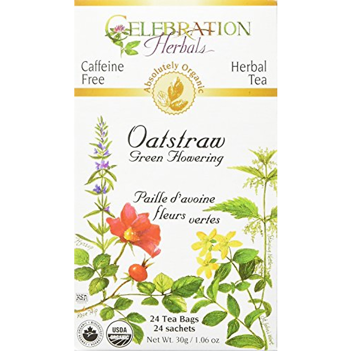 CELEBRATION HERBALS Organic Oatstraw Green Flowering Tea, 24 CT