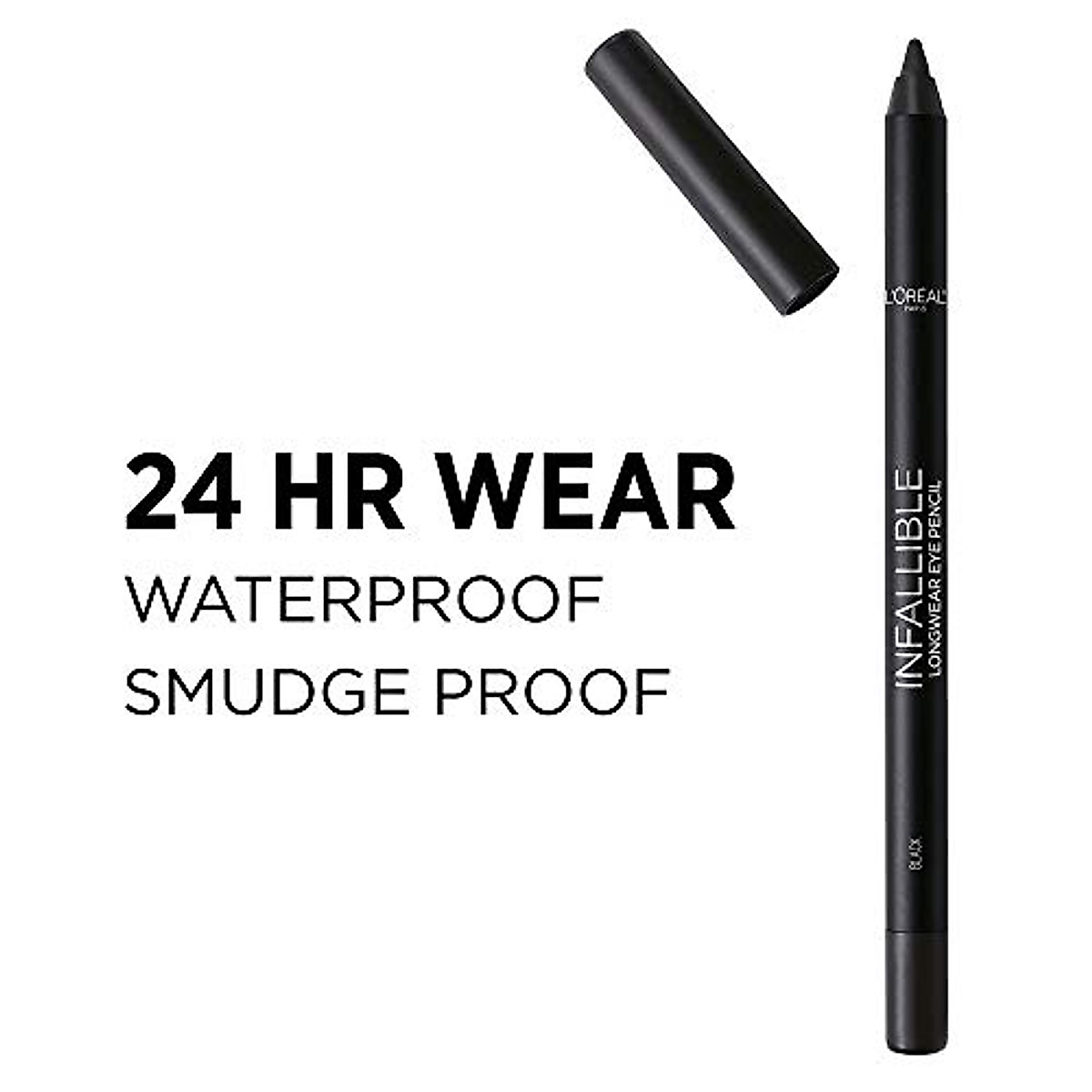 L'Oreal Paris Makeup Infallible Pro-Last Pencil Eyeliner, Waterproof and Smudge-Resistant, Glides on Easily to Create any Look, Black, 2 Count