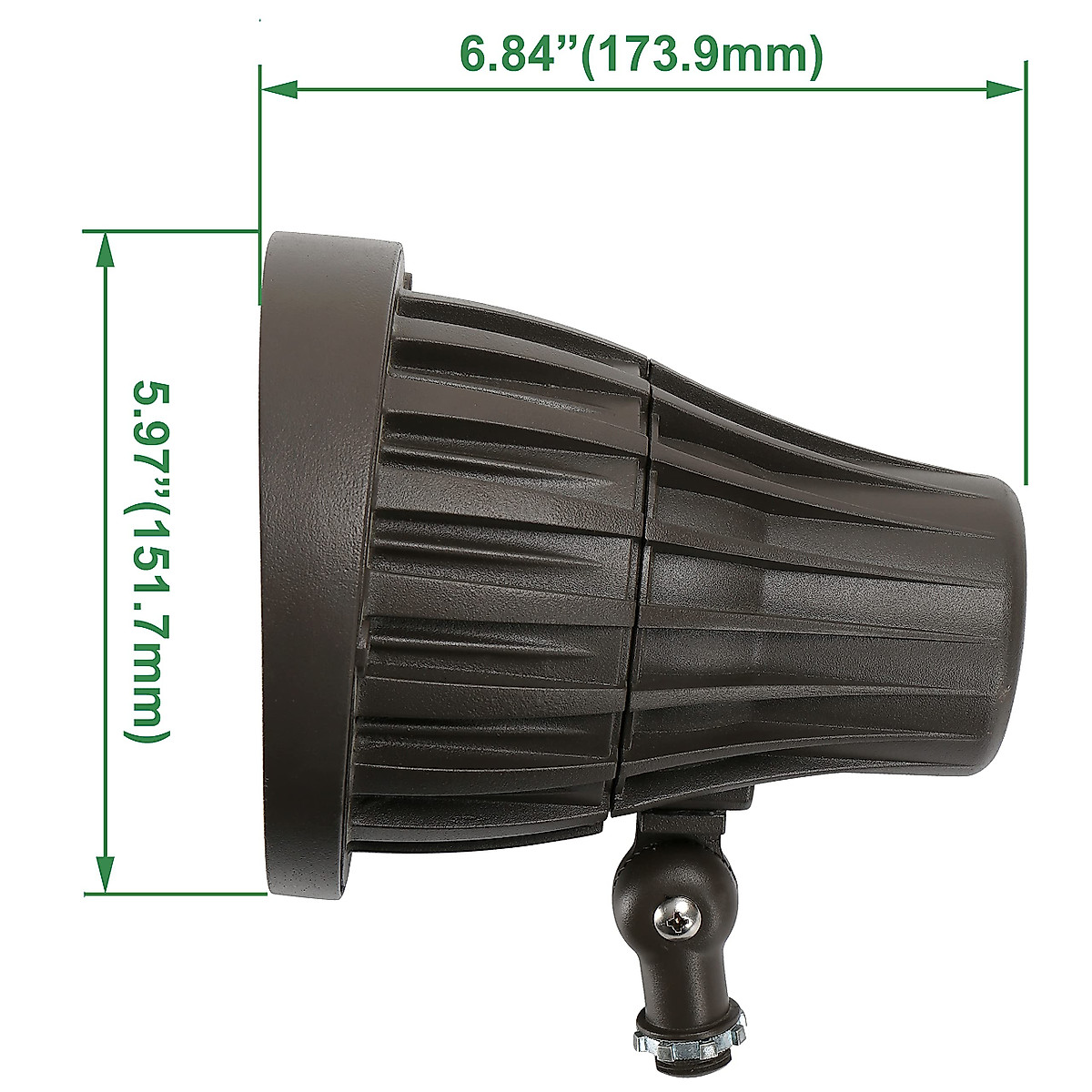 GKOLED 30Watt Bullet LED Spotlight, Narrow Beam Angle COB LED Round Spotlight, 5000K Daylight White, 3350 Lumens, 120-277V, Outdoor Flag Pole Spotlight Fixture, UL Listed