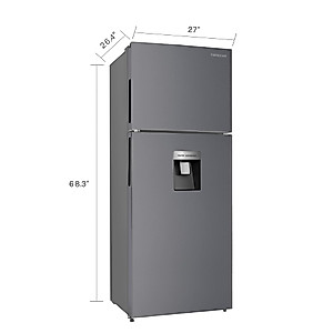 THFRIONE Top Freezer Refrigerator with Water Dispenser, Adjustable Thermostat Control, Full Size Freestanding with 14.13 Cu. Ft. Frost Free Fridge for Garage/Office/Home/Apartment