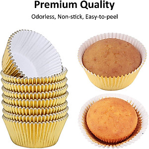 Caperci Standard Cupcake Liners Gold Foil Muffin Baking Cups 150-Pack - Premium Greaseproof & Sturdy Cupcake Papers