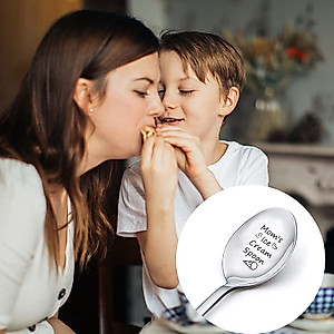 Gifts for Mom Ice Cream Spoon from Daughters Sons Mother Spoon Gift for Mom Mothers Day Birthday Gifts for Mama Spoons Engraved Spoon for Tea Coffee Dessert Lovers