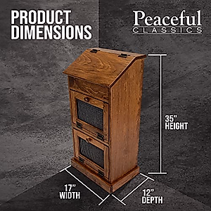 Peaceful Classics Potato Storage Wood Box, Wooden Bread Storage Bins, Decorative Potato and Onion Storage Bin, Potato Bin w/Grocery Section, Wooden Vegetable Storage w/Lid for Kitchen Pantry, Cherry