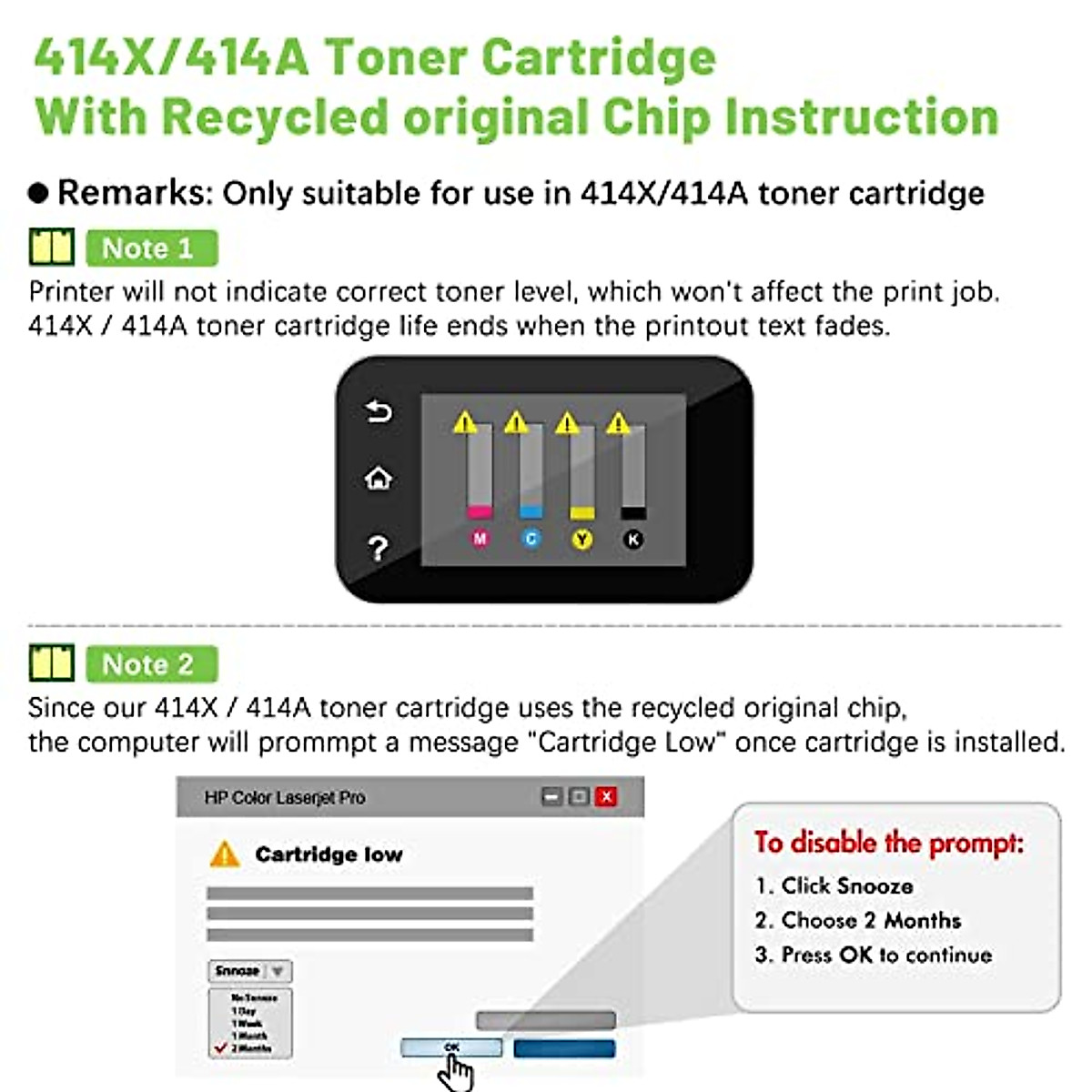 414X Toner Cartridges 4 Pack Compatible Replacement for HP 414X 414A for HP Color Pro MFP M479fdw M454dw Enterprise M455dn MFP M480f Printer (Black Cyan Yellow Magenta)