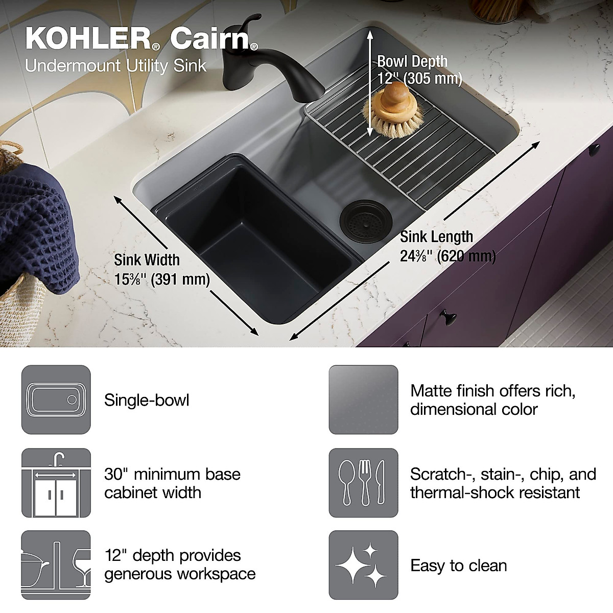 KOHLER CAIRN® 27" LAUNDRY SINK