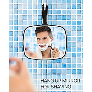 OMIRO Hand Mirror, Large Black Handheld Mirror with Handle, 10.3" L x 7.4" W