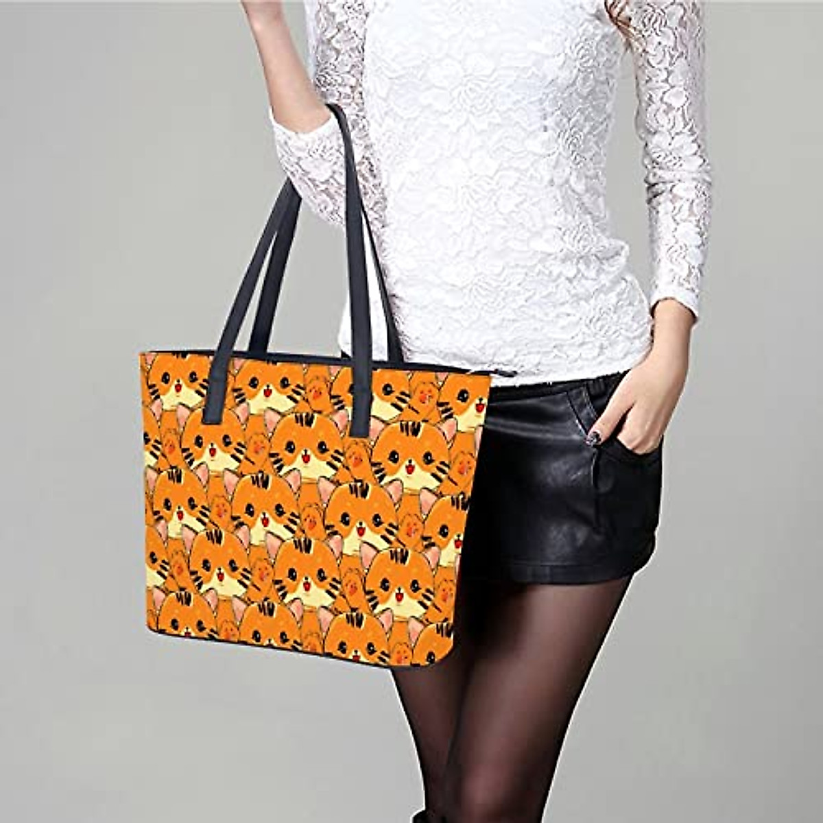 Tiger Pattern Women's Tote Bag PU Leather Shoulder Bag Handbags Purse For Work Shopping Travel
