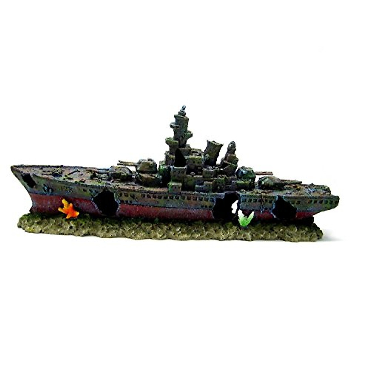 CORISRX BEST OF YOUR LIFESTYLE Dr. Moss Warship Cave Aquarium Ornament L 49cm - Navy Battleship Ship Decor Shipwreck PET