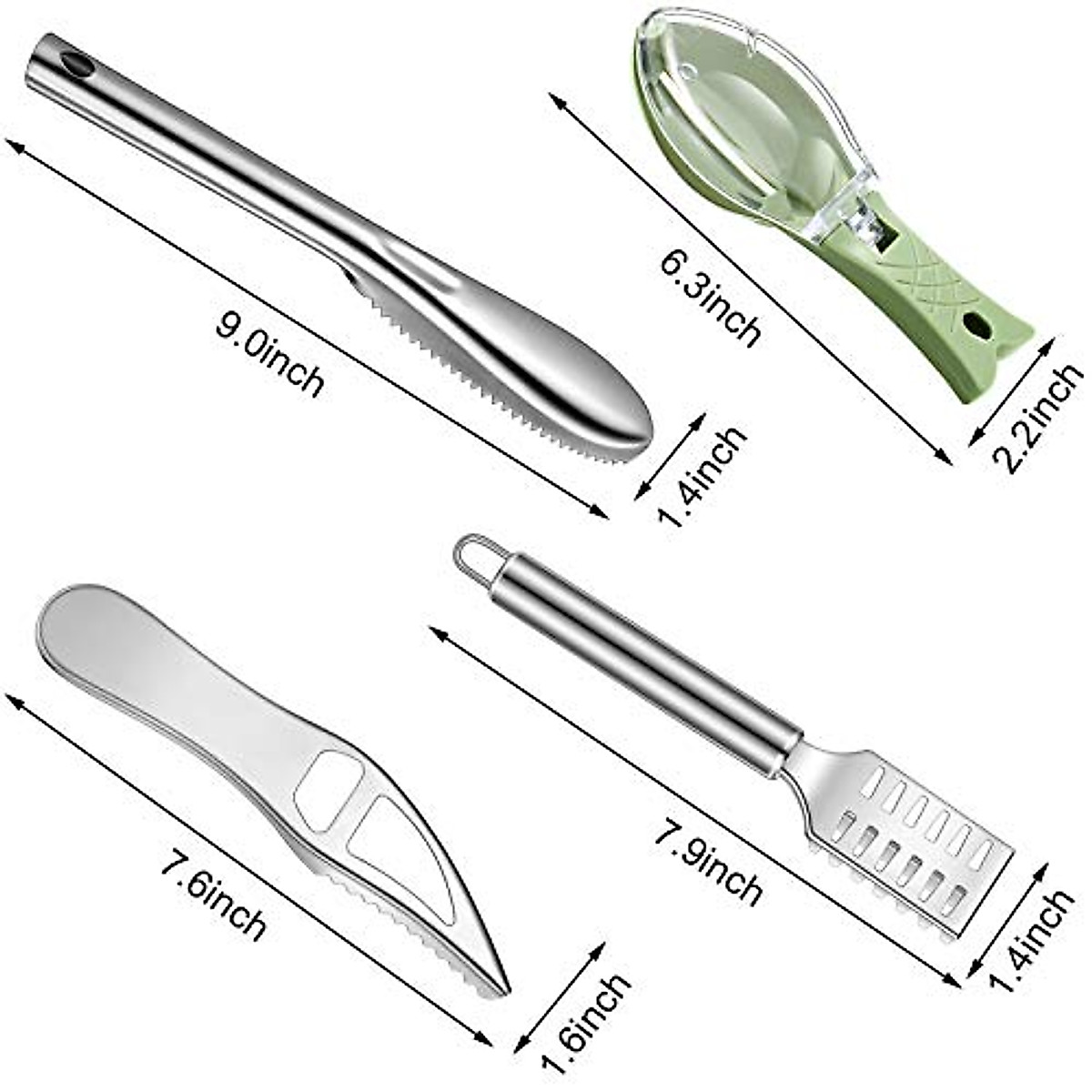 4 Pieces Stainless Steel Fish Scale Remover Cleaner Kitchen Fish Scaler Fish Skin Graters Cleaning Peeler Scaler Scraper with Bottle Opener for Kitchen Fish Cleaning Tools