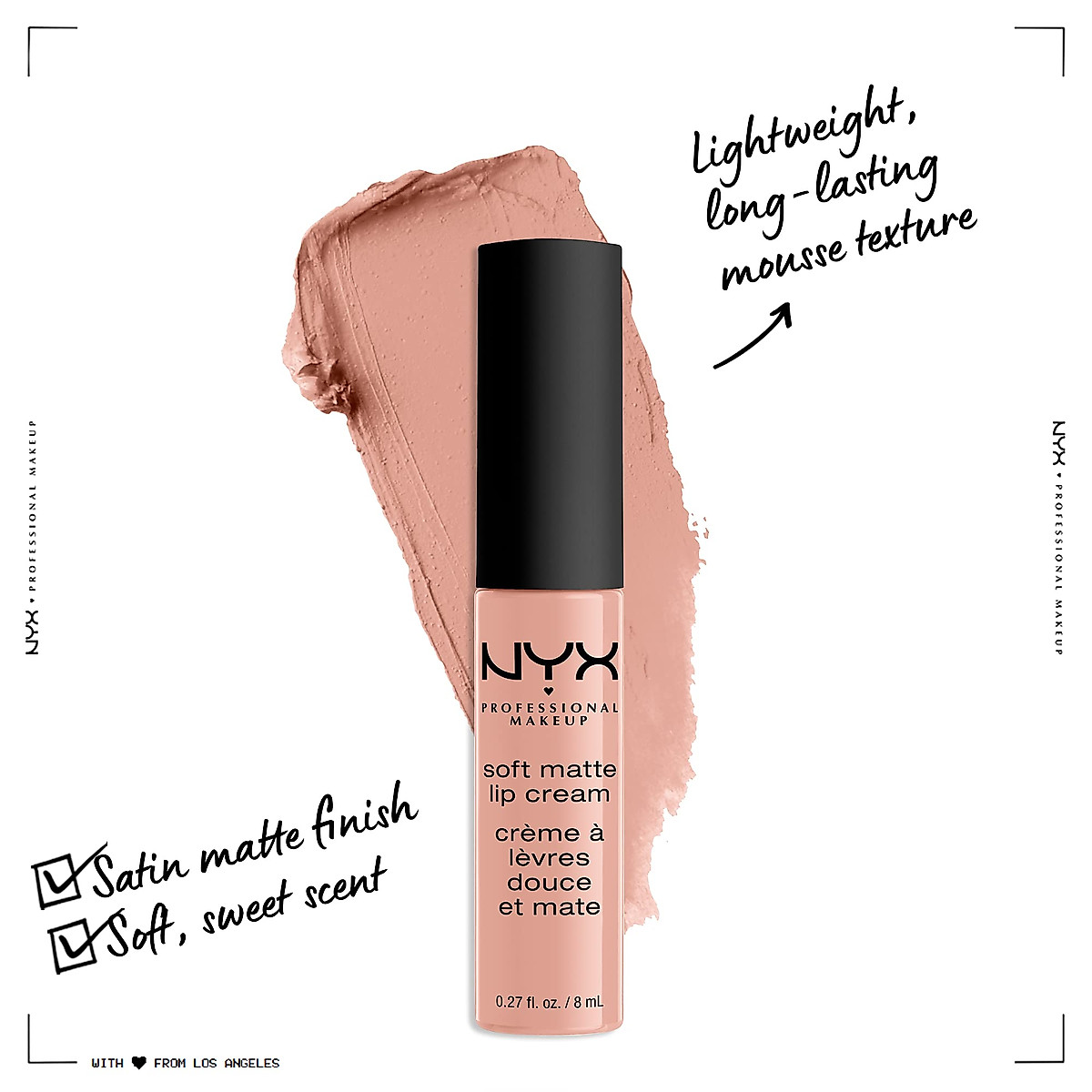 NYX PROFESSIONAL MAKEUP Soft Matte Lip Cream, Lightweight Liquid Lipstick - Cairo (Matte Pure Nude)