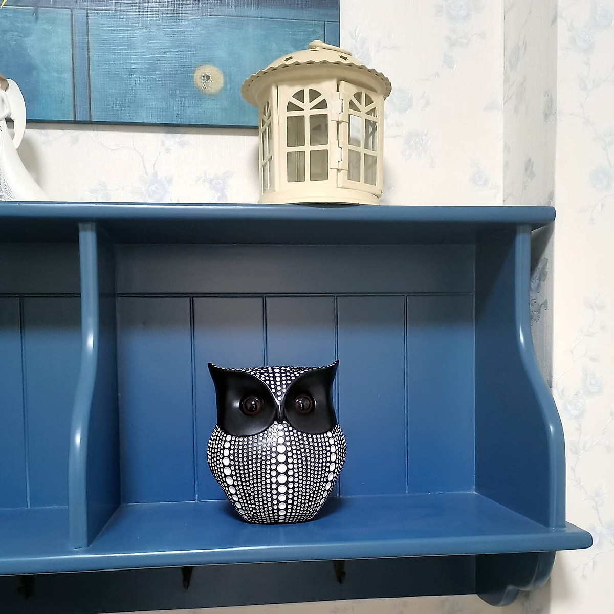 HOWFIELD Resin Owl Statue Home Decor - Black Owl Sculpture, Bird Statue, Small Accents for Bedroom, Office, Garden, Bookshelf, TV Stand Figurines(Black)