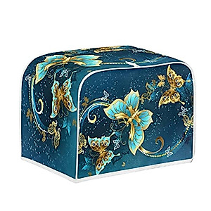 Dolyues 4 Slice Slot Toaster Cover Butterfly Print Bread Toaster Cover Bakeware Protector Bread Toaster Oven Cloth Cover Dust Protection Washable Appliance Cover