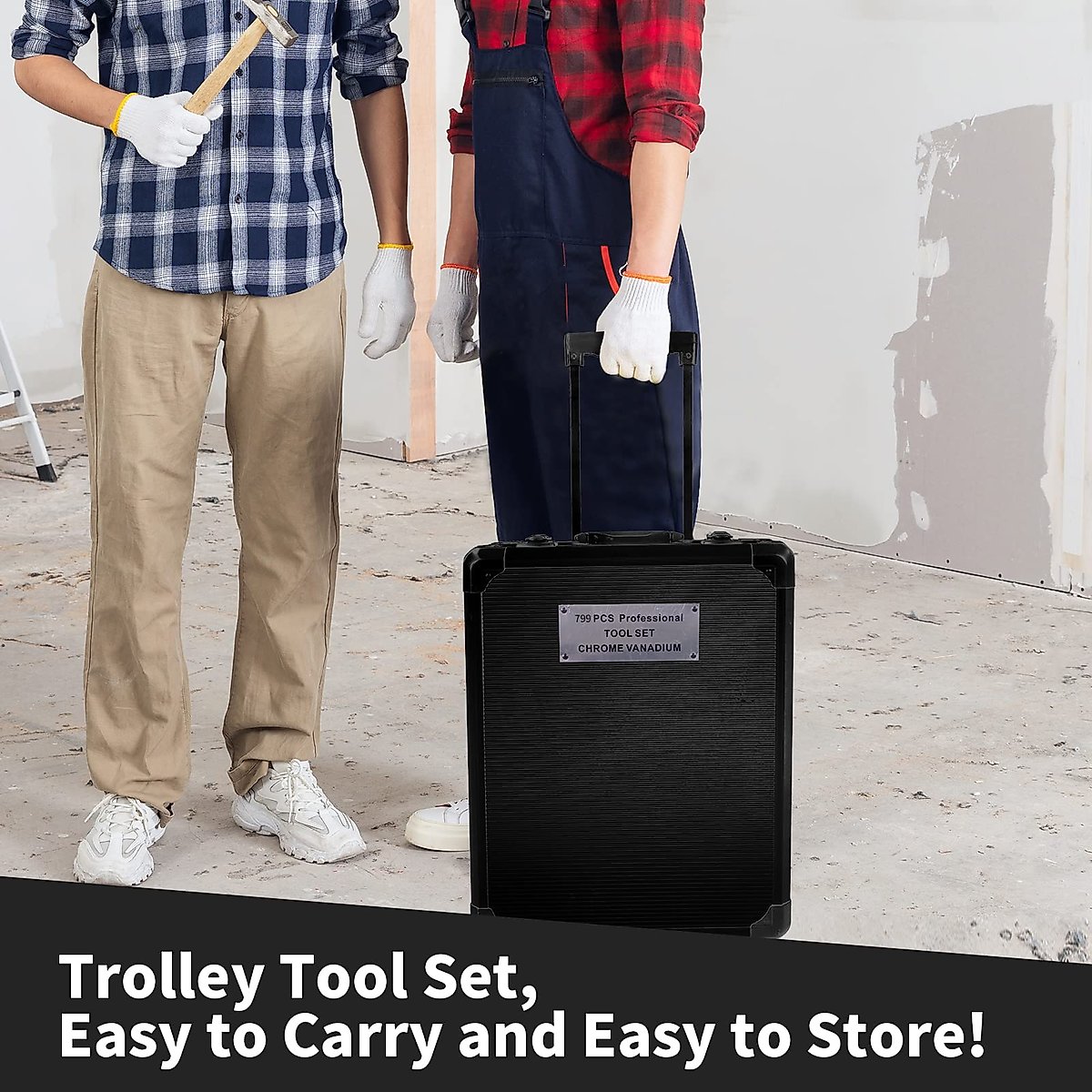 Tool Box with Tools, Tool Sets for Men, ToolKit with Rolling Tool Box, Complete Tool Box Set, Home Repair Tool Set, Mechanic Tool Set as Gift on Father's Day