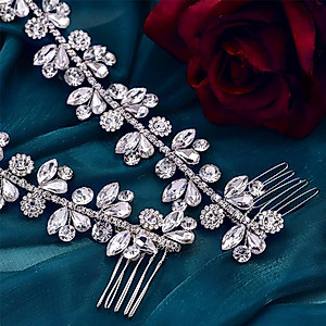 azaleas Bridal Crystal Rhinestone Headband for Women, Hair Comb with Headdress Chain and Head Jewelry Hair Pieces