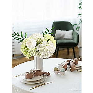YalzoneMet 3 Pcs 21in White Artificial Hydrangea Flower Large Natural Lifelike Real Touch Hydrangea Flower Faux for Home Party Decor Outdoor Wedding Table Decoration